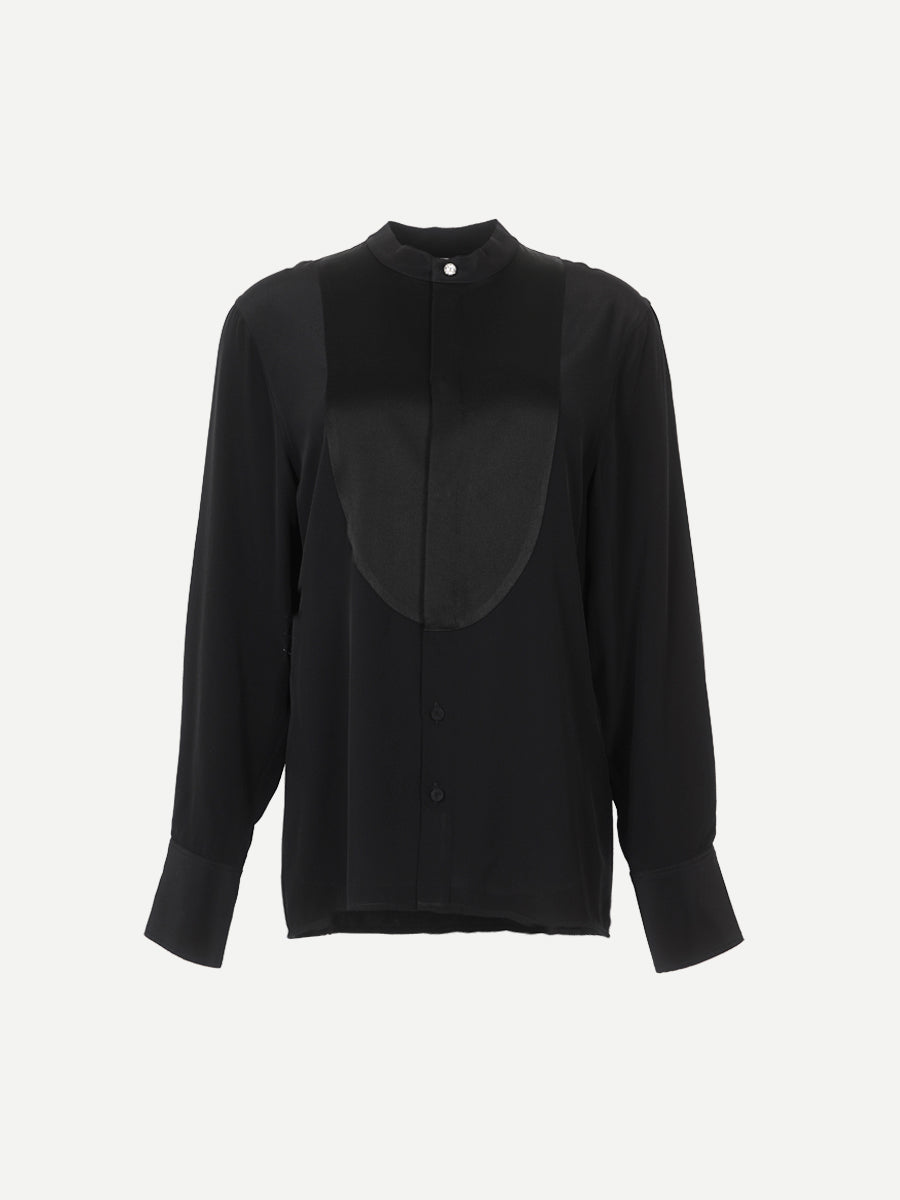 Bib Detail Blouse in Black