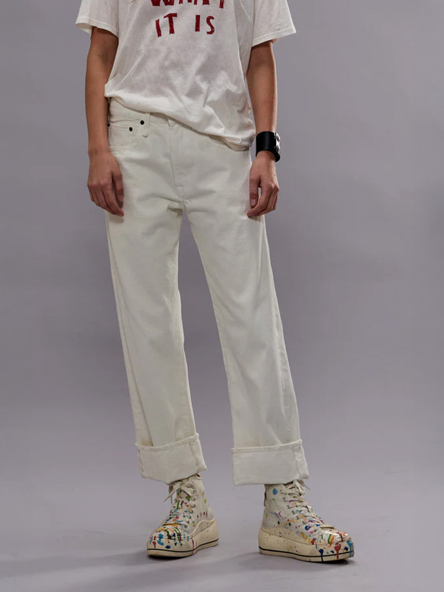 R13 Cuffed X-BF Jean in Bennett White Selvedge