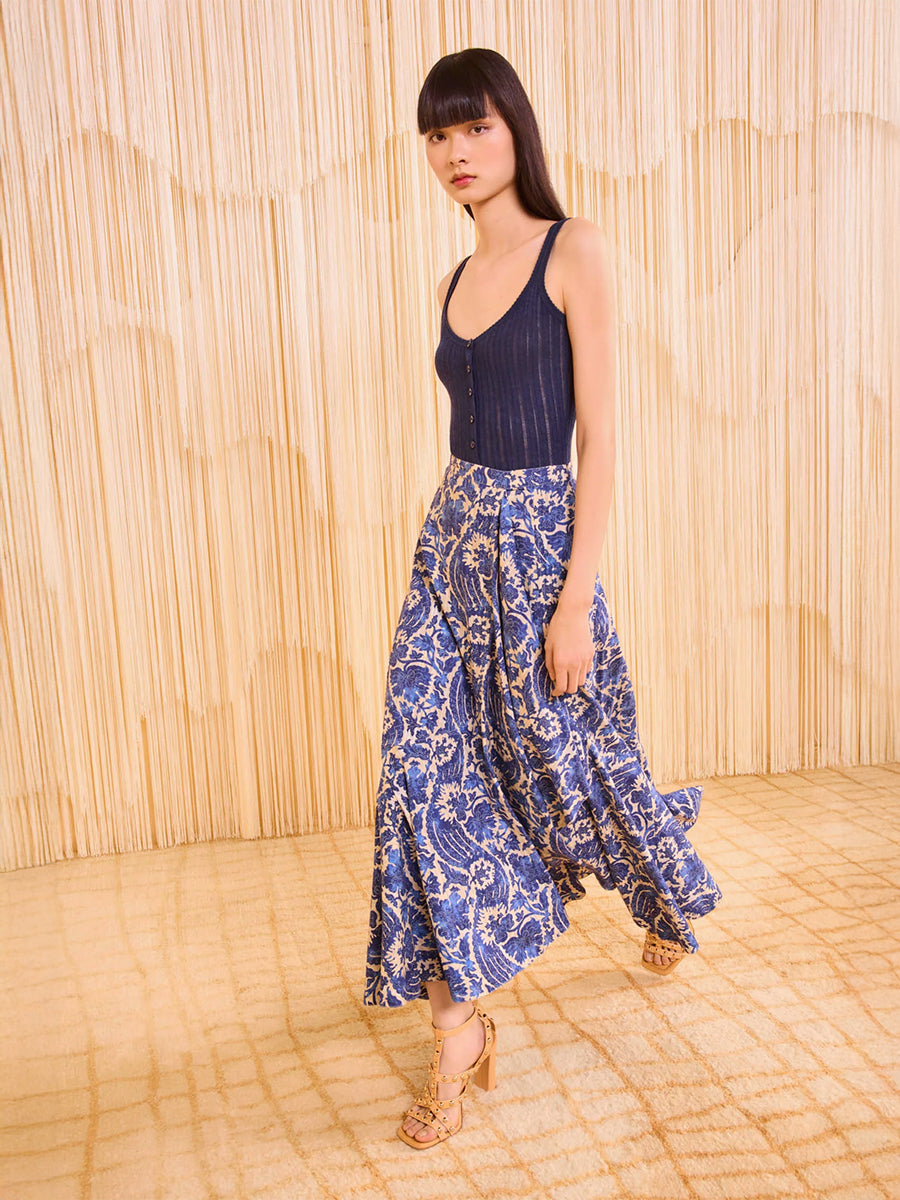 Sabina Faux Wrap Skirt in Ocean