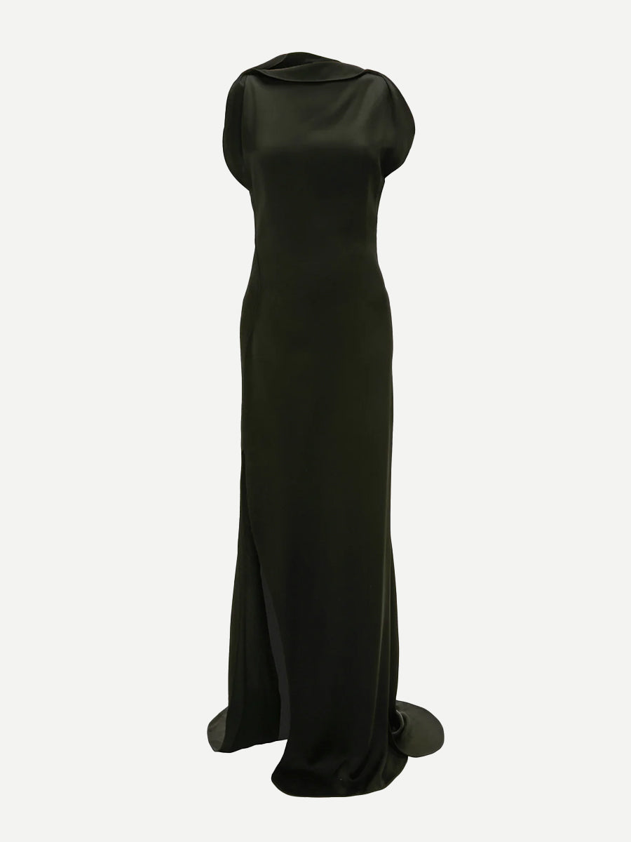 Sleeveless Cord Split Side Dress in Black